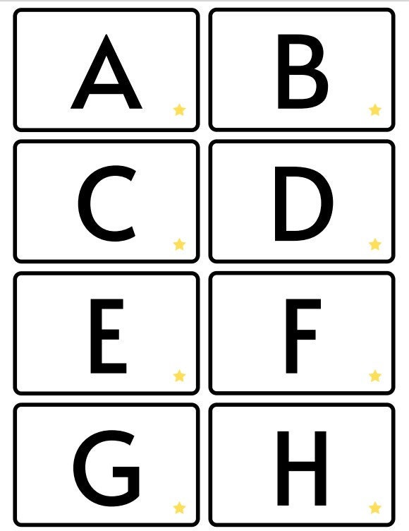 ABC Alphabet Printable Flashcards Upper Case Lower Case With Stars - Etsy