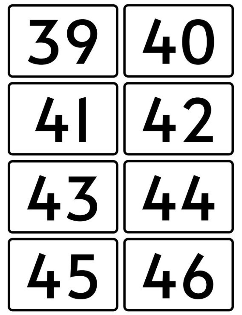 Number Flashcards 0-50 Printable - Etsy