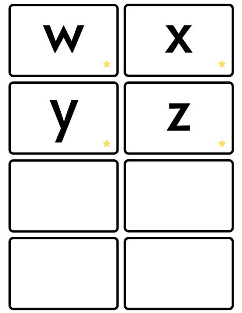 ABC Alphabet Printable Flashcards Upper Case Lower Case With Stars - Etsy