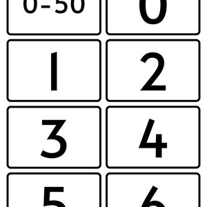 Number Flashcards 0-50 Printable - Etsy