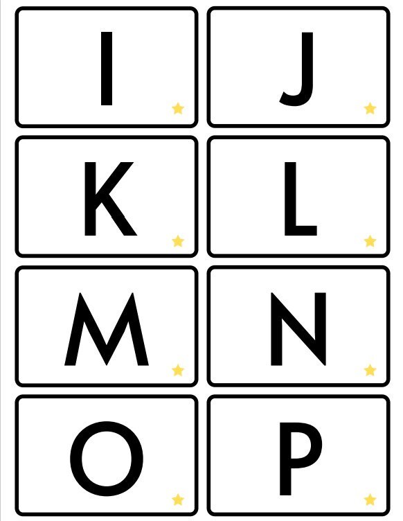 ABC Alphabet Printable Flashcards Upper Case Lower Case With Stars - Etsy