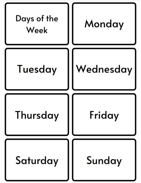 Days Of The Week Flashcards Printable Pdf Days Of The Week Flashcard
