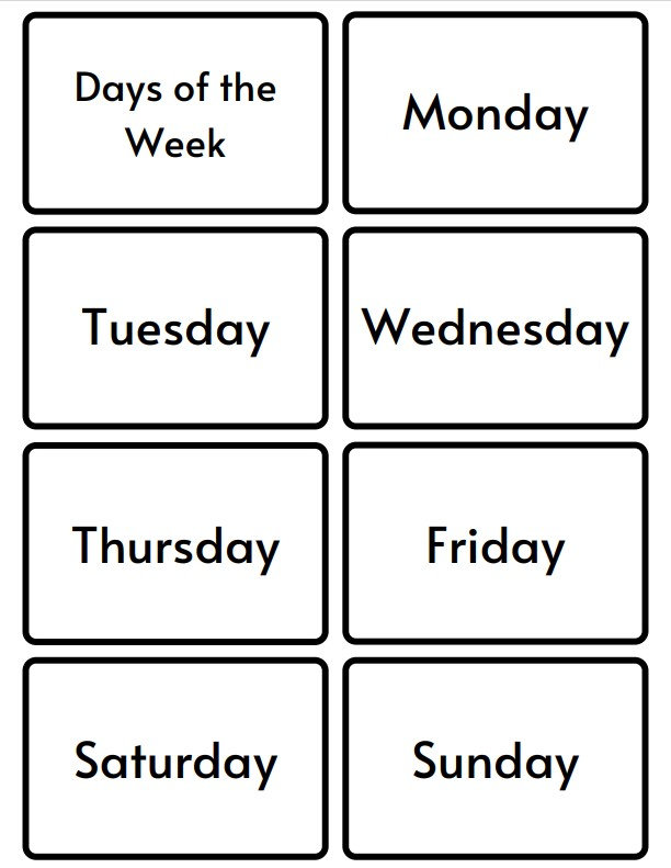 Days of the Week Printable Flashcards - Etsy