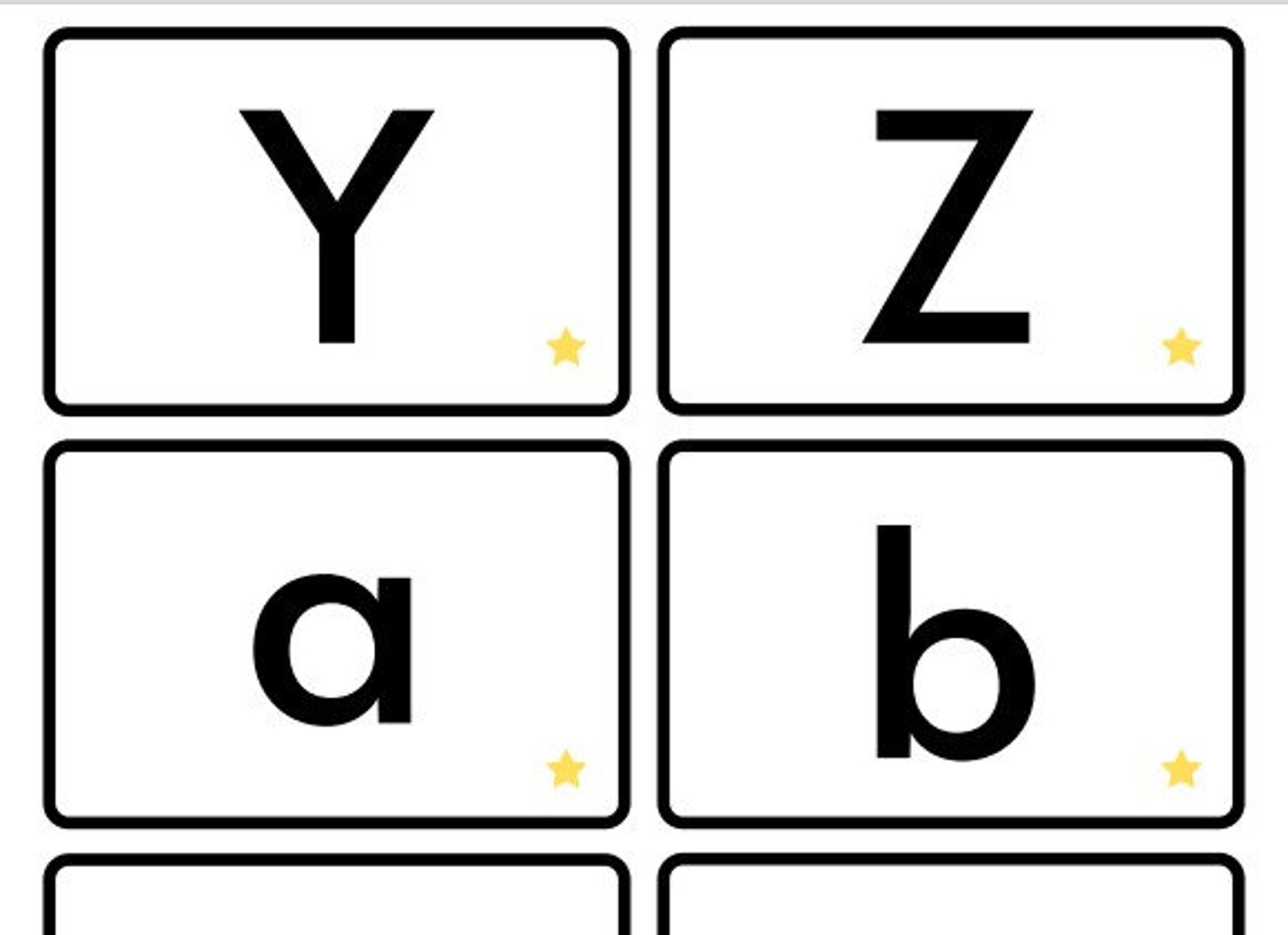 ABC Alphabet Printable Flashcards Upper Case Lower Case With Stars - Etsy