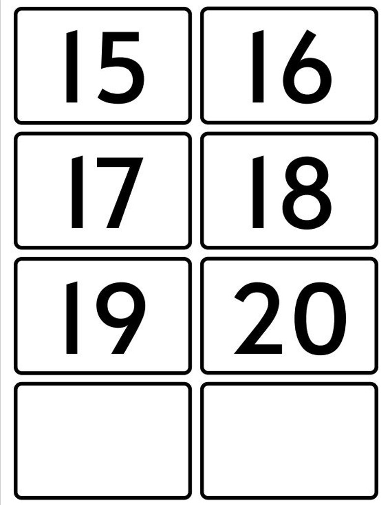 Number Flashcards 0-20 Printable - Etsy Canada