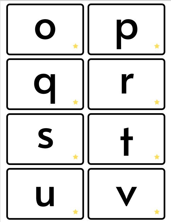 ABC Alphabet Printable Flashcards Upper Case Lower Case With Stars - Etsy