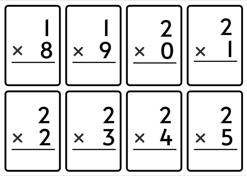 Multiplication Facts Printable Flashcards - Etsy