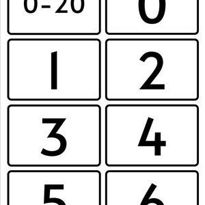Number Flashcards 0-20 Printable - Etsy