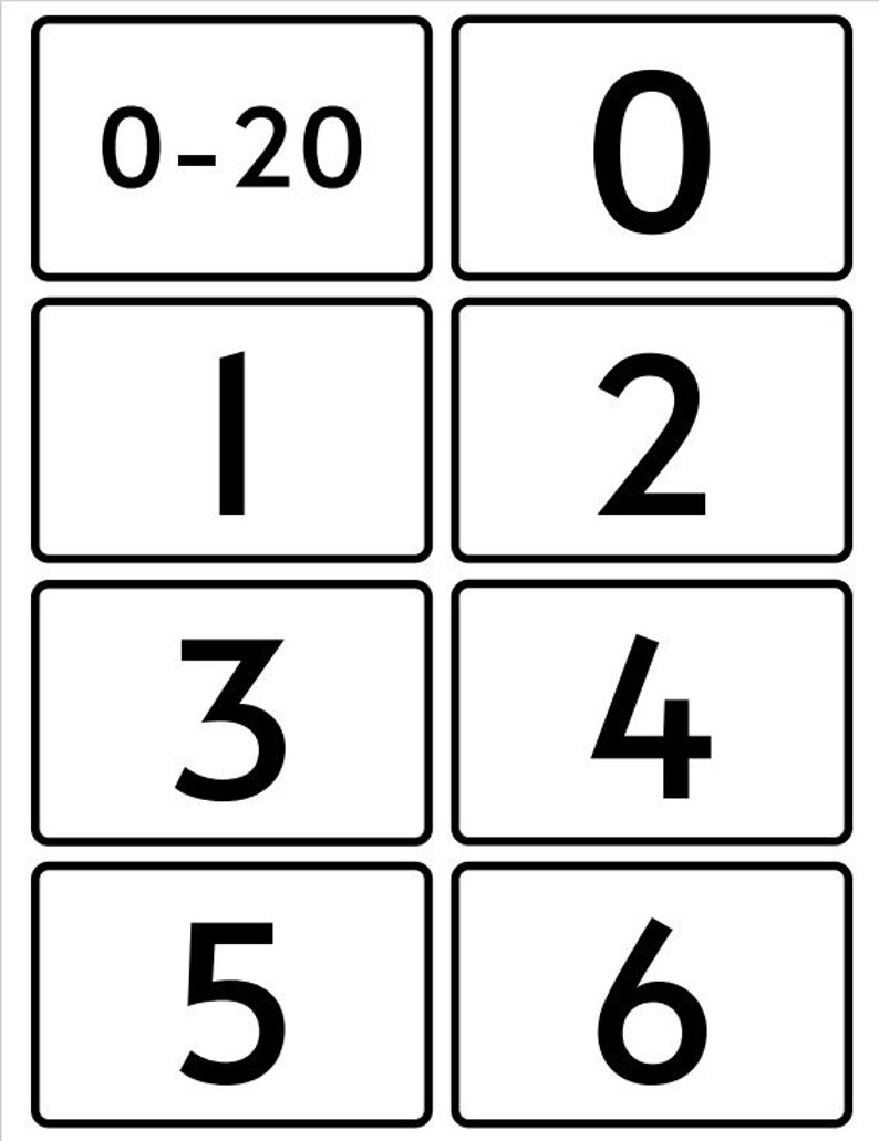 Number Flashcards 0-20 Printable - Etsy Canada