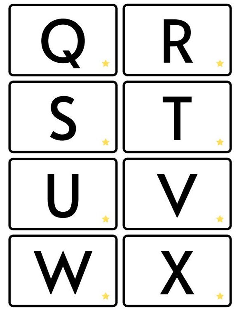 ABC Alphabet Printable Flashcards Upper Case Lower Case With Stars - Etsy