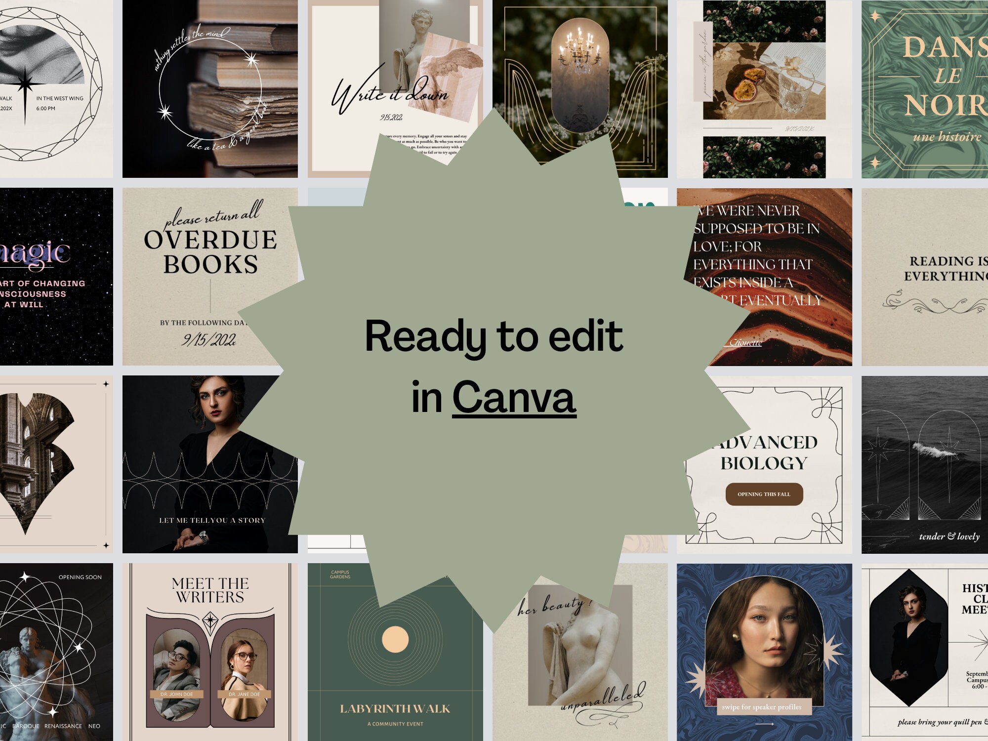 Dark-academia-aesthetic Social Media Instagram Post Templates ...