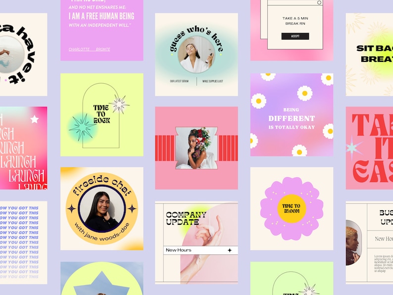 Retro-color-pop Aesthetic Social Media Instagram Templates. - Etsy