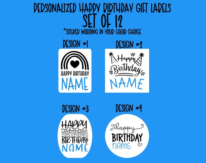 Personalized Happy Birthday Labels, Custom Birthday Stickers, Colorful ...