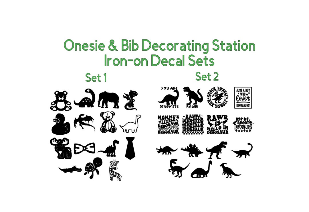 Baby Shower Onesie Station Iron-on Decal Sets, Baby Heat Transfer ...