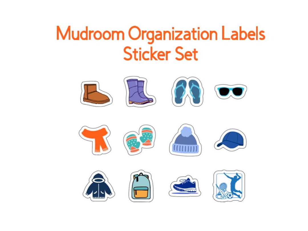 Mudroom Organization Stickers for Kids, Entryway Picture Bin Labels ...