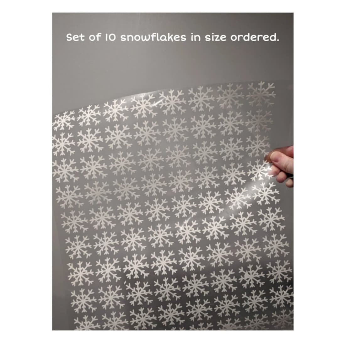 Snowflake Iron on Decals Set of 10 Any Size, Glitter Snowflake Heat ...