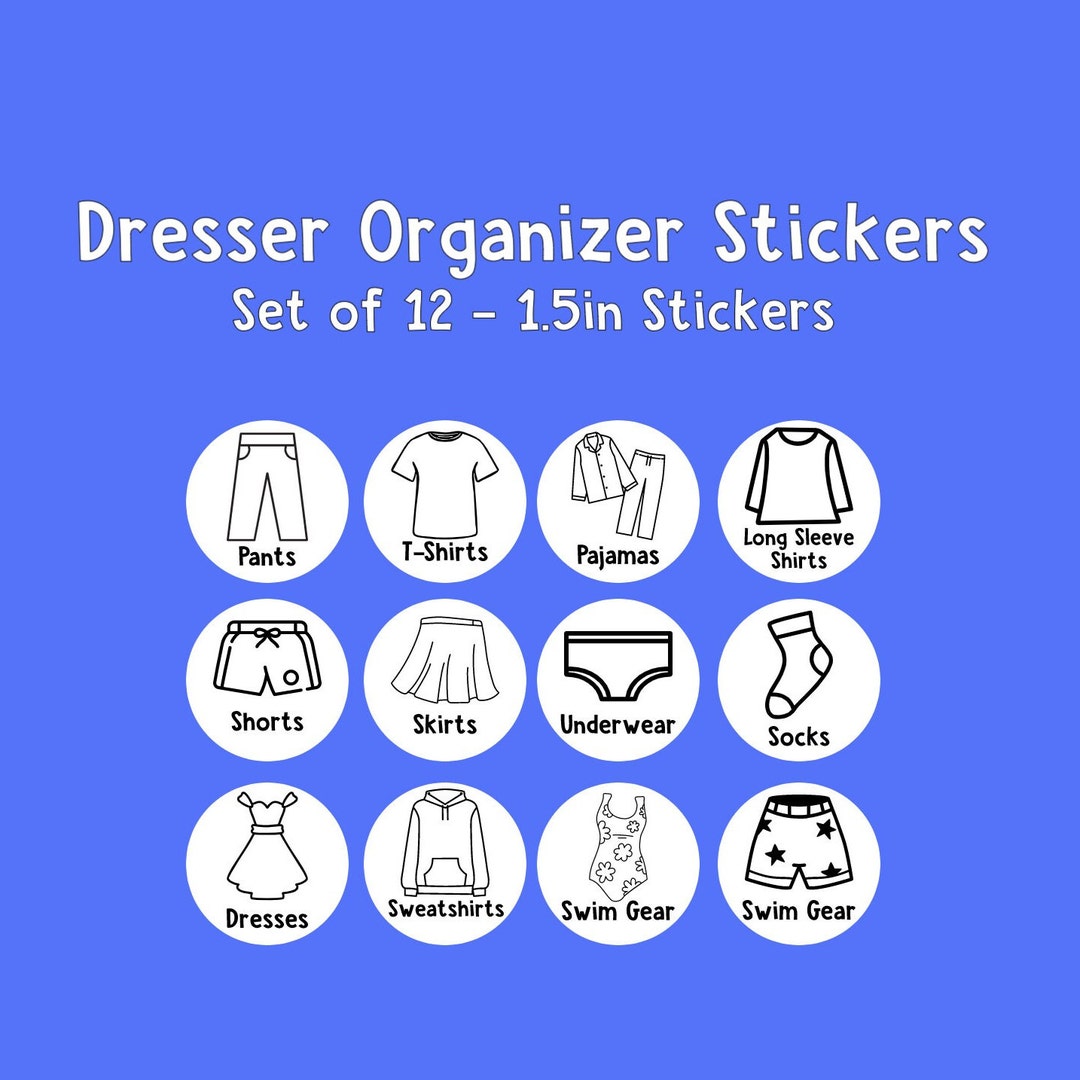 Dresser Clothing Organizer Stickers for Kids, Clothing Labels With ...