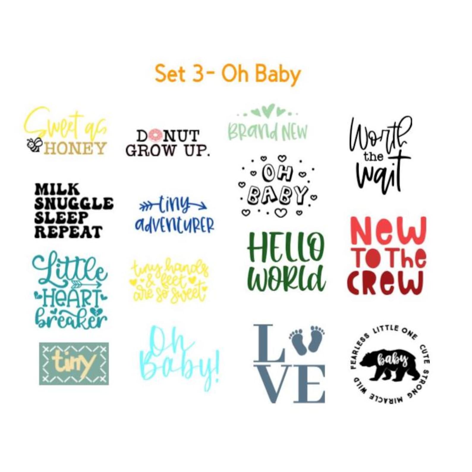 Baby Shower Onesie Decorating Station Kit – 15 Ready-to-press Transfers ...