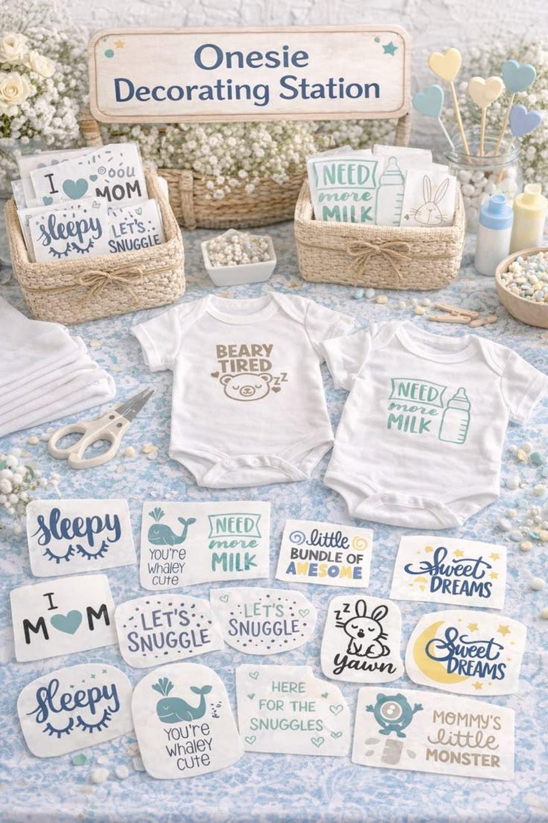 Baby Shower Onesie Station Guest Activity Kits- Themes Over the Moon ...