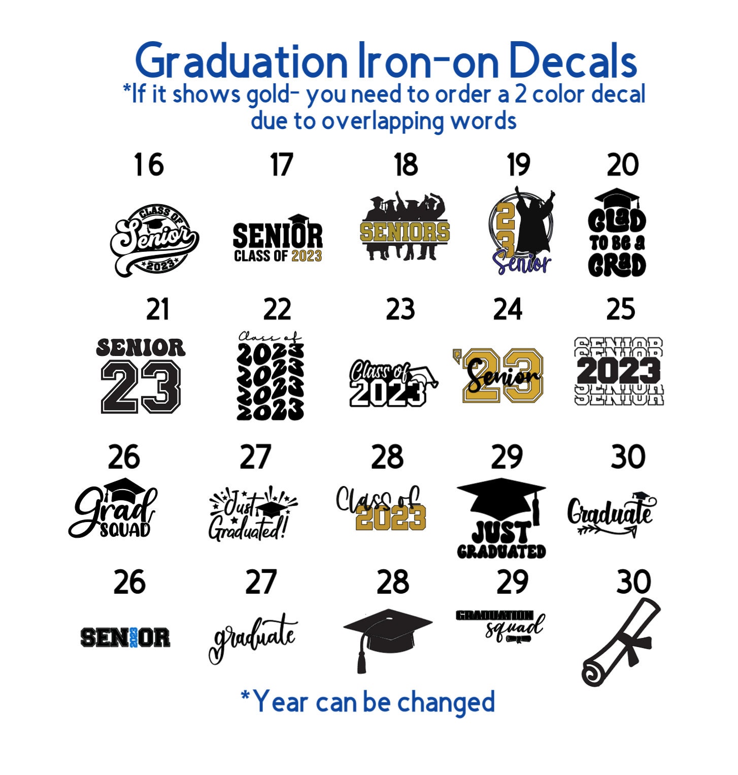 Graduation Iron-on Decals, Graduate Heat Transfer Patches, Senior ...