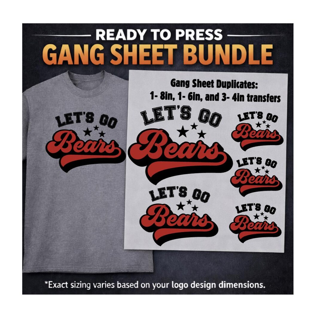 Ready to Press Logo Image or Word Gang Sheet Bundle for Schools, Teams ...