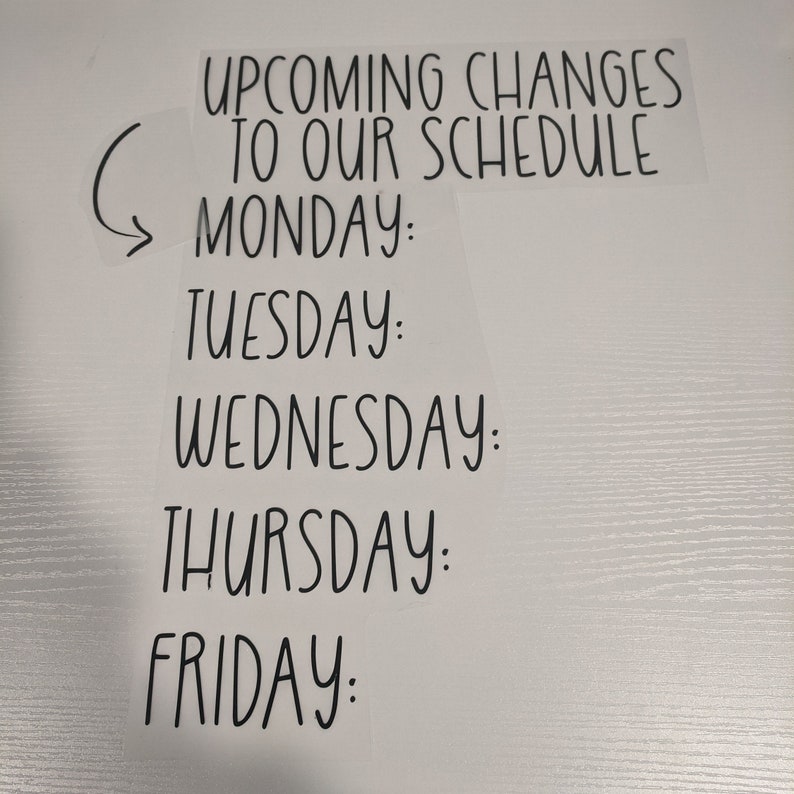 Whiteboard Classroom Schedule Days of the Week Decal - Etsy
