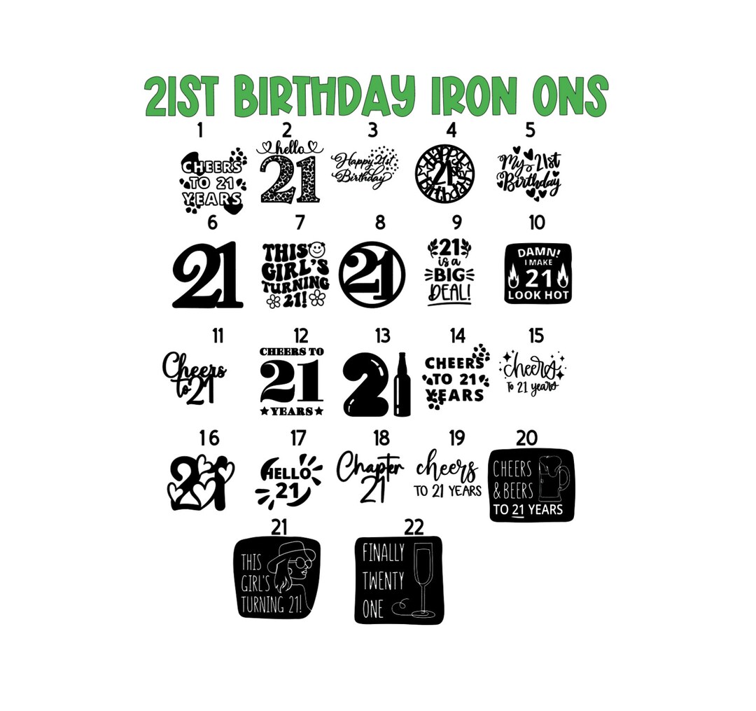 21st Birthday Iron-on Decals: Party Shirt Heat Transfer - Etsy