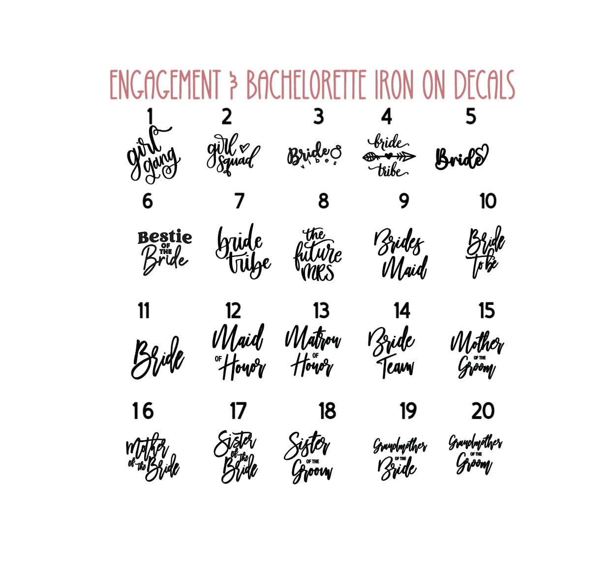 Bachelorette Party Iron-on Decals, Engaged Heat Transfer Patches ...