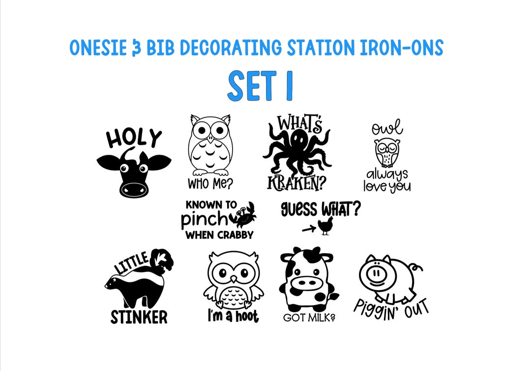 Animal Iron-on Decal Set: Baby Bib & Onesie Decor - Etsy