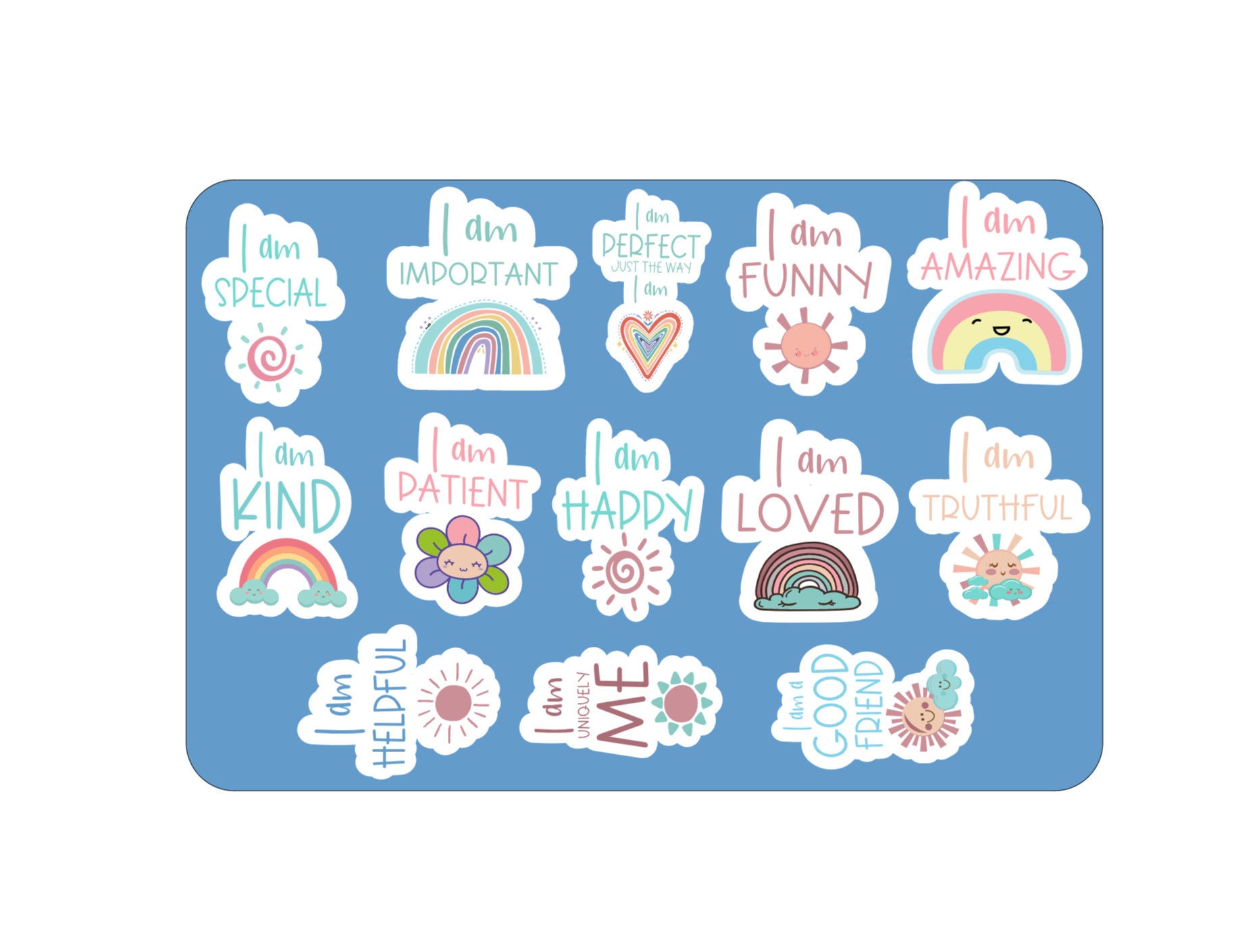 Girls Affirmation 1 Inch Sticker Set, Vinyl Water Resistant Affirmation ...