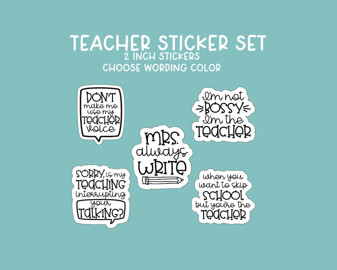 Funny Teacher Sticker Set, Teacher Laptop Stickers, Teacher Water ...