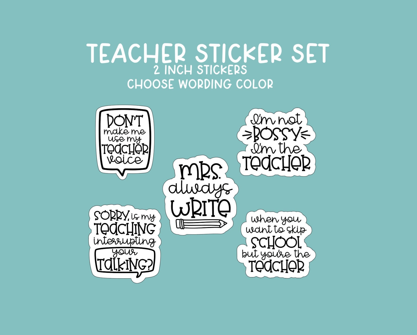 Funny Teacher Sticker Set, Teacher Laptop Stickers, Teacher Water ...