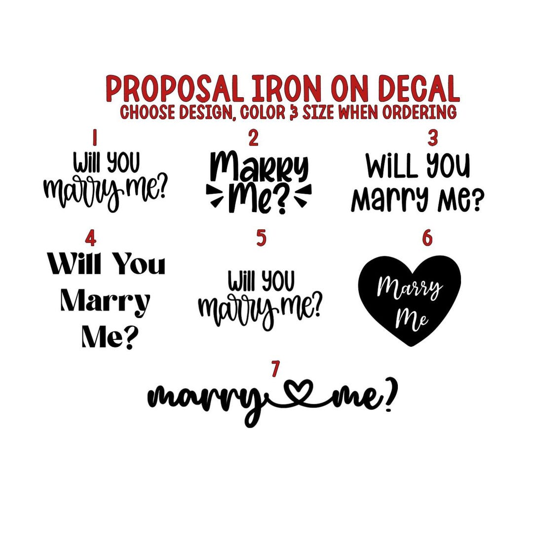 Marry Me Proposal Iron-on Decals: Wedding Shirt Heat Transfer - Etsy