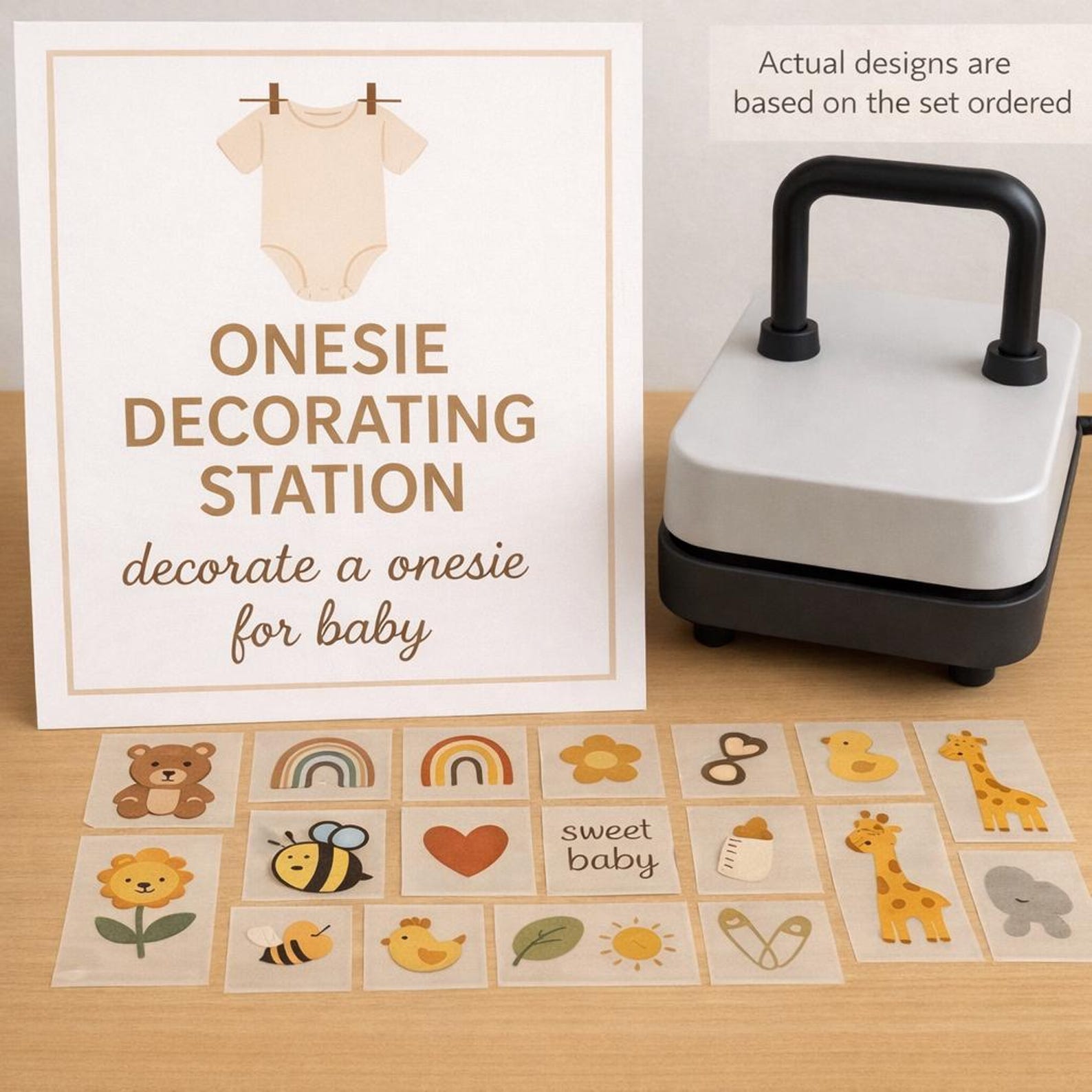 Baby Shower Onesie Decorating Station Kit – 15 Ready-to-press Transfers ...