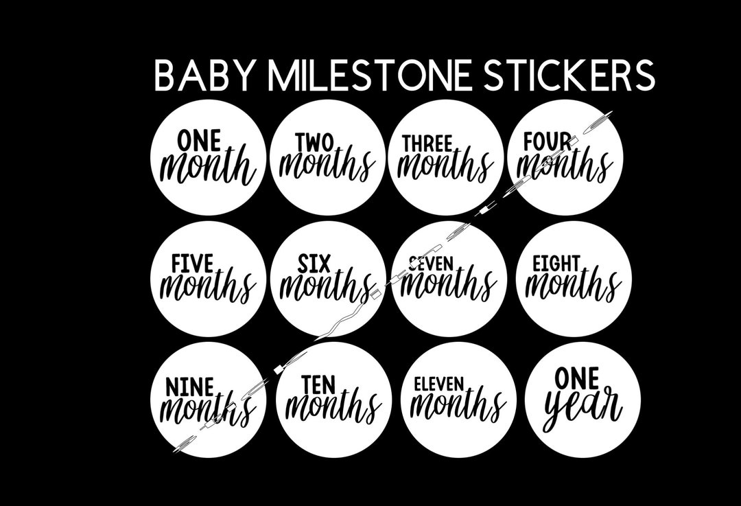 Newborn Through 1 Year Milestone First Year Stickers, Monthly Baby Book ...
