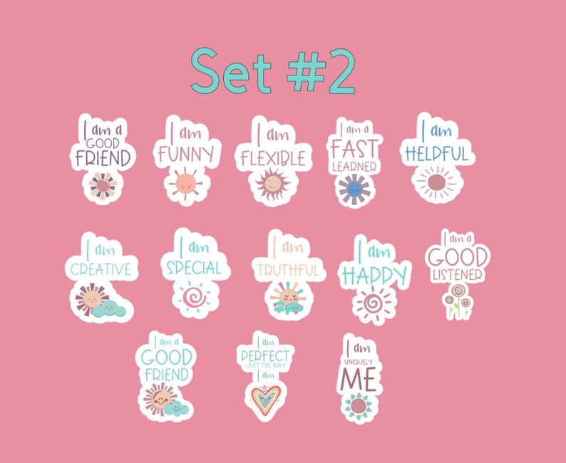 Girls Affirmation 1 Inch Sticker Set, Vinyl Water Resistant Affirmation ...