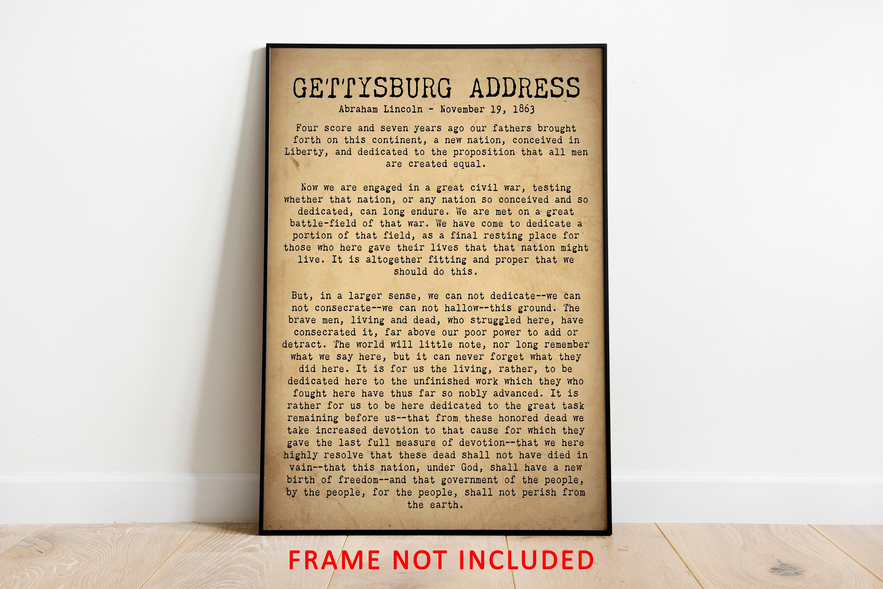 Gettysburg Address Abraham Lincoln Quote - Historical Wall Art Poster ...