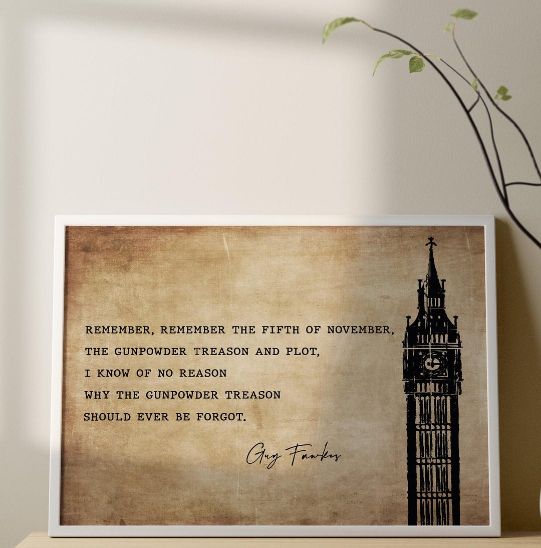 Guy Fawkes Quote Print: Vintage Gunpowder Plot, Big Ben Art - Etsy