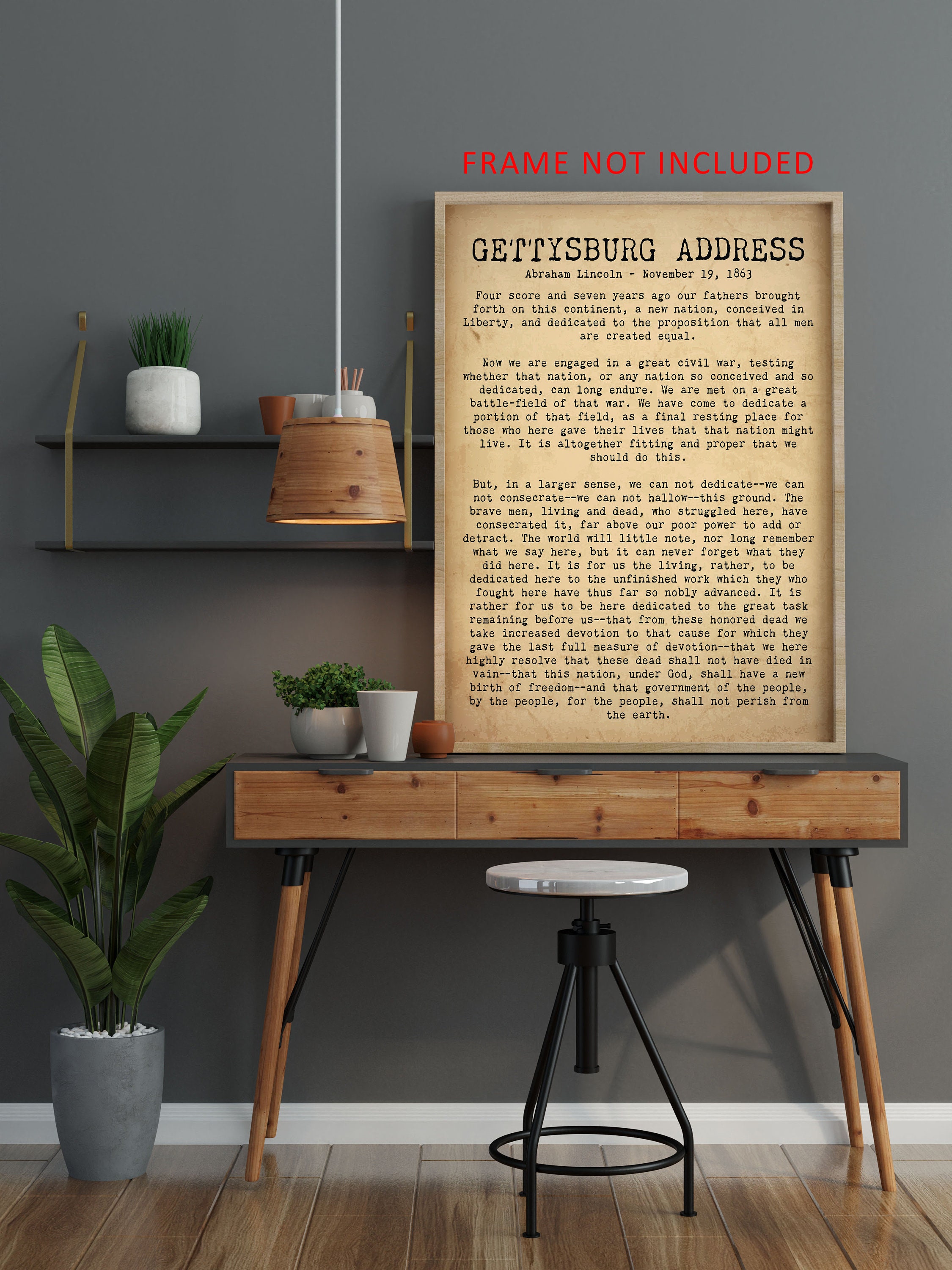 Gettysburg Address Abraham Lincoln Quote - Historical Wall Art Poster ...