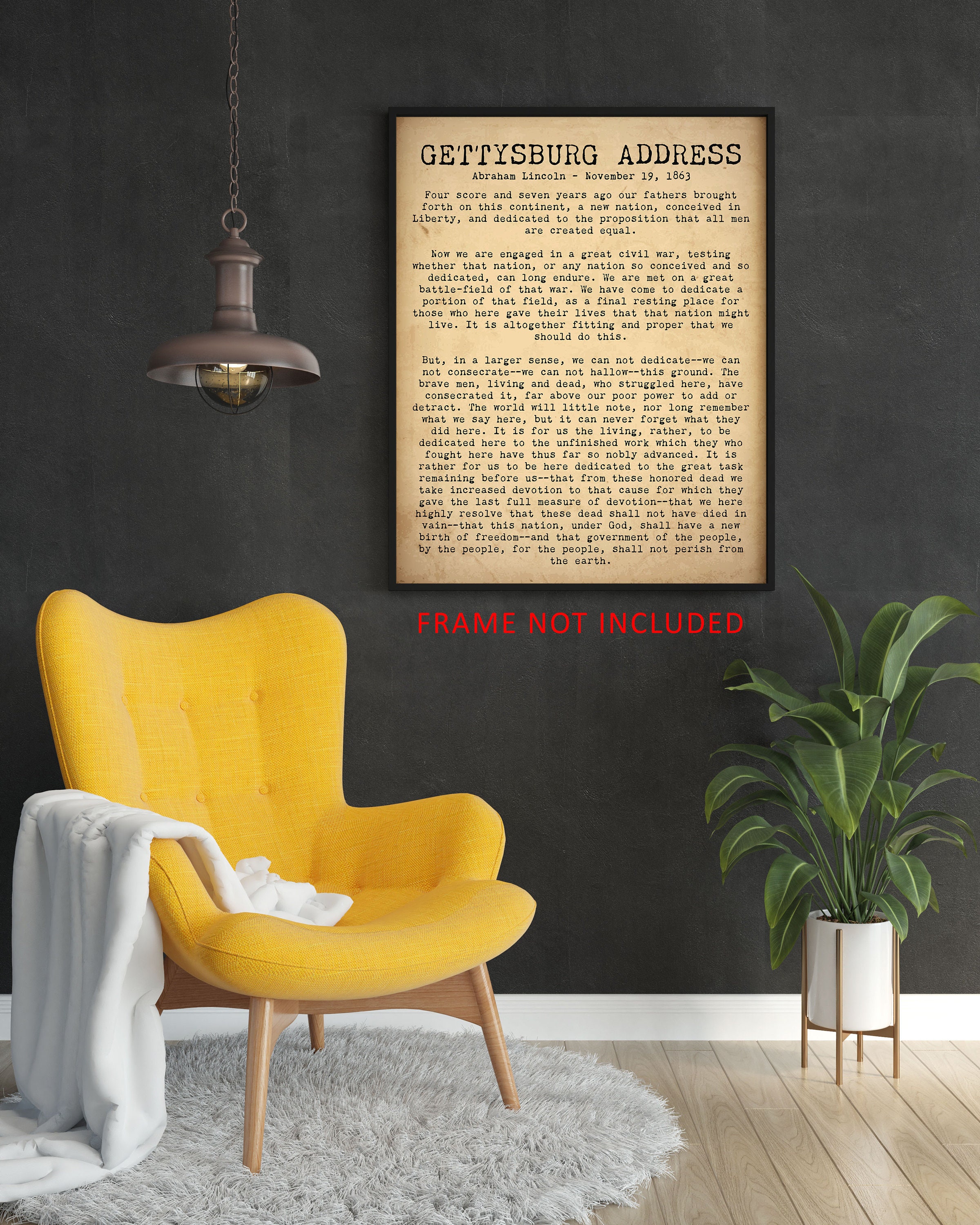 Gettysburg Address Abraham Lincoln Quote Historical Wall Art Poster ...