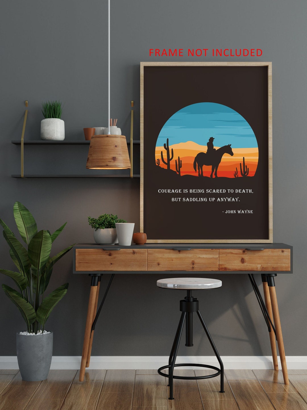 John Wayne Quote Art Print: Western Cowboy Sunset Poster - Etsy