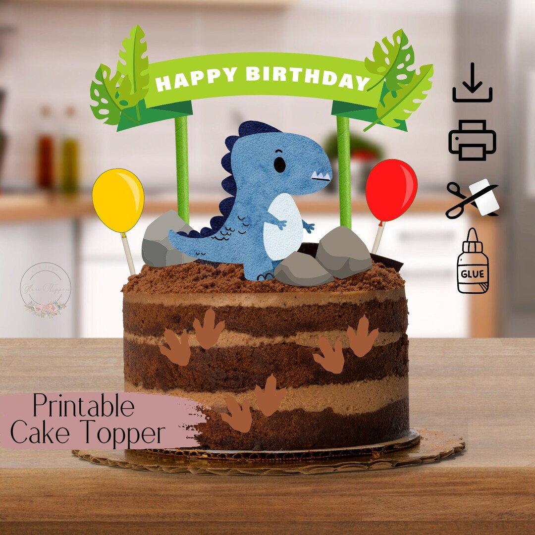 Printable Dino Cake & Cupcake Topper-digital Download-print From Home ...