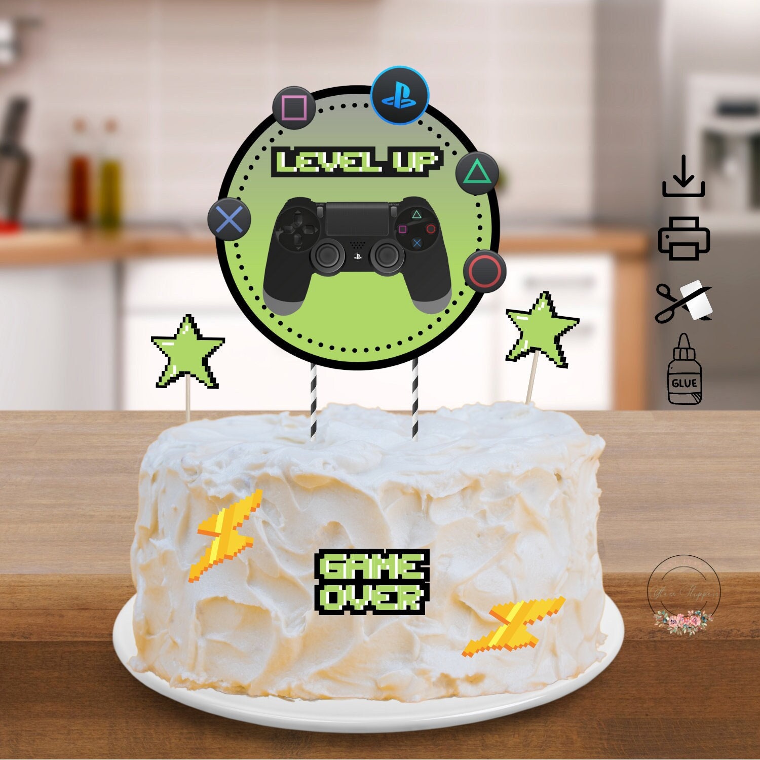 Printable Gamer Inspired Cake & Cupcake Topper-digital Download-print ...