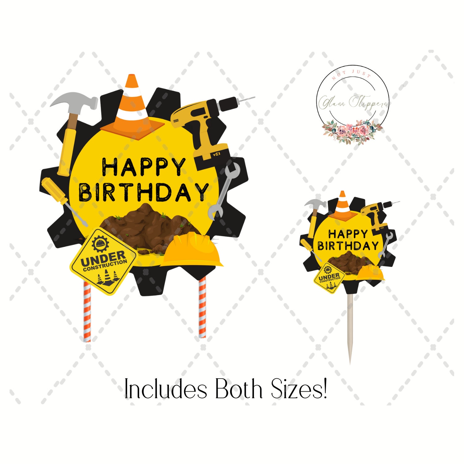 Printable Construction Theme Cake & Cupcake Topper-digital - Etsy