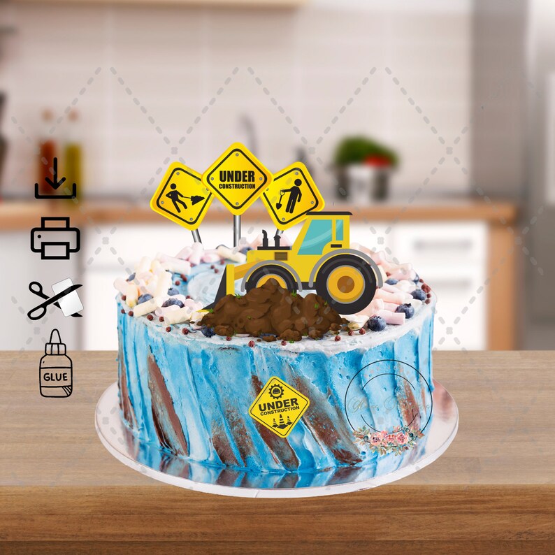 Printable Construction Theme Cake & Cupcake Topper-digital Download ...