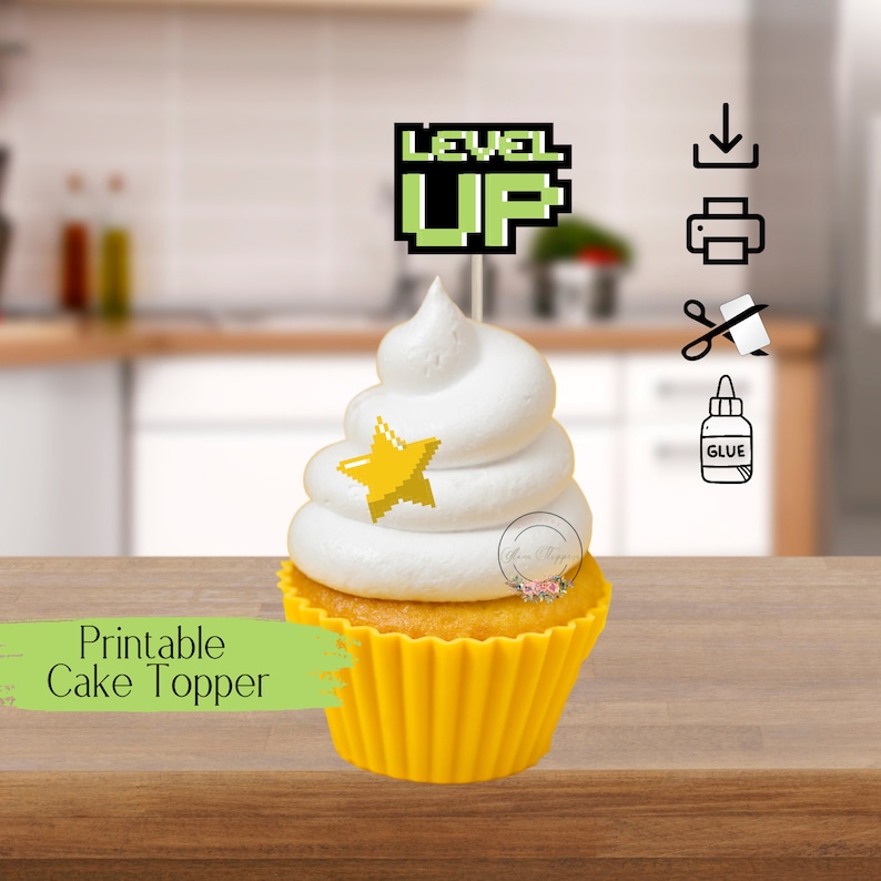 Printable Gamer Inspired Cake & Cupcake Topper-digital - Etsy