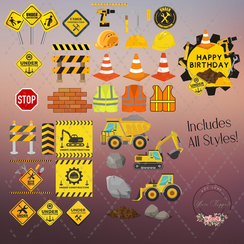 Printable Construction Theme Cake & Cupcake Topper-digital Download ...
