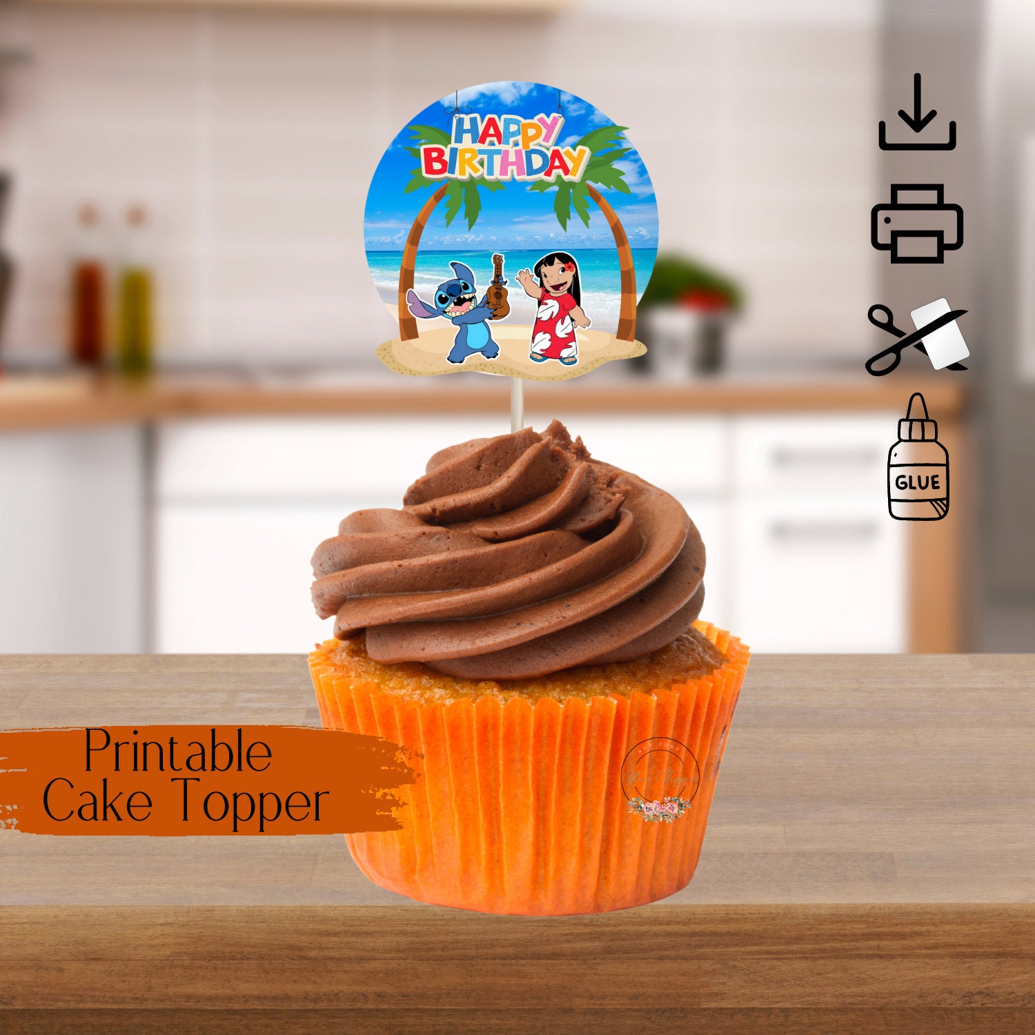 Printable Hawaiian Inspired Cake & Cupcake Topper-digital Download ...