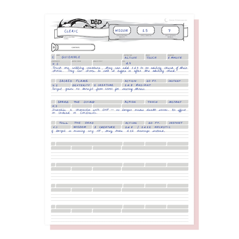 Custom Spell Sheet - D&D 5e - Etsy