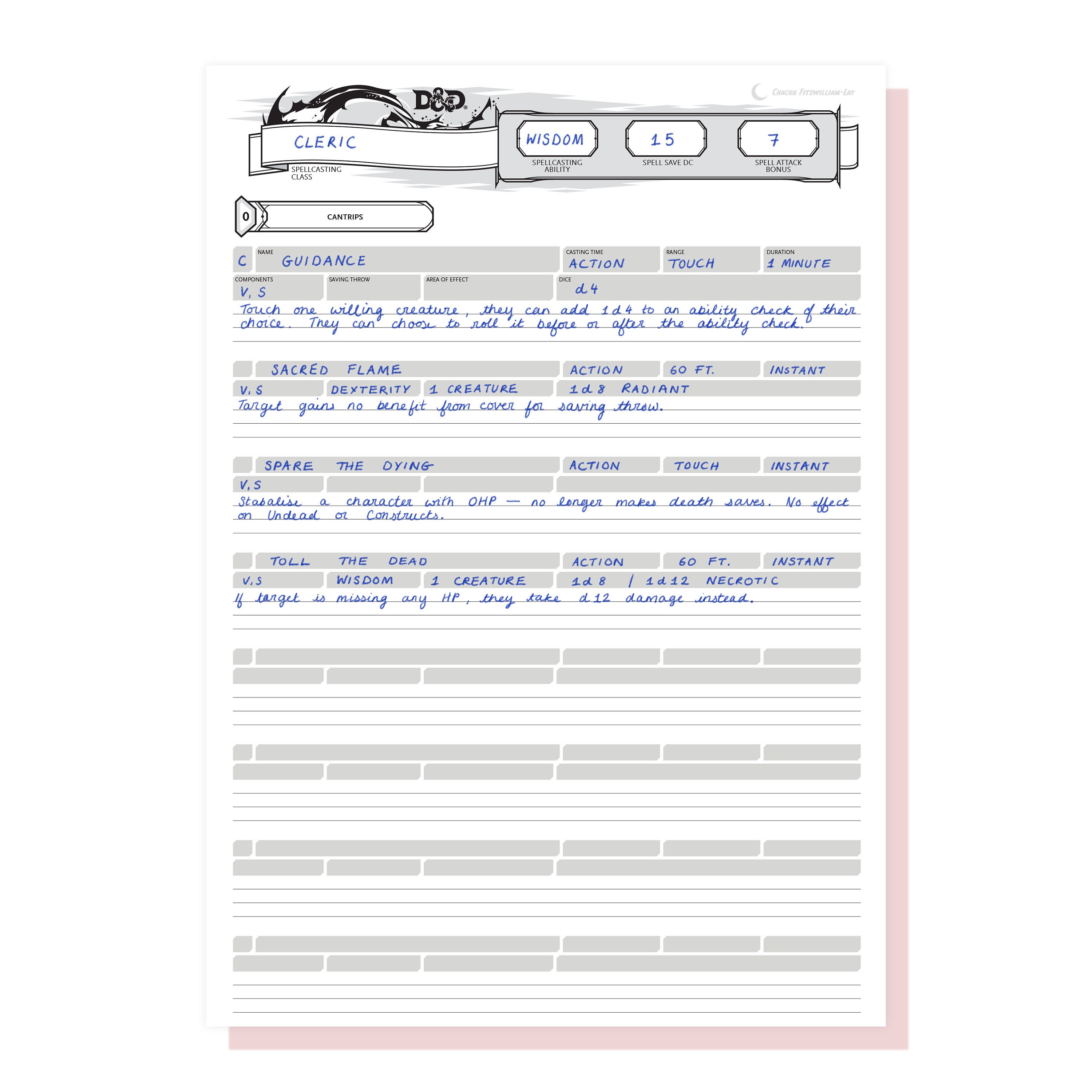 Custom Spell Sheet - D&D 5e - Etsy